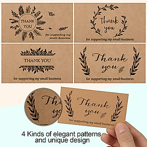 220PCS Thank You Cards Set, 4 Styles Kraft Paper Thank You for Supporting My Small Business Greeting Cards for Business Owners Online Shop Retail Stores Cards Package Inserts, 2 X 3.5 Inch