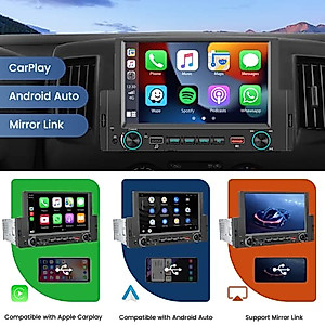 Hikity Apple CarPlay Car Radio Android Auto, 6.2 Inch Single Din Touchscreen Car Stereo with Bluetooth and Backup Camera, FM Car Audio Receiver