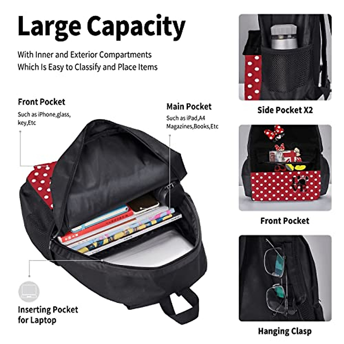 Ybovejuk 3 Piece Backpack Set Cartoon Mouse Backpack With Lunch Box Pencil Case For Women Men Durable Laptop Bag Wear Resistant Travel Hiking Camping Daypack - 9 Green 9
