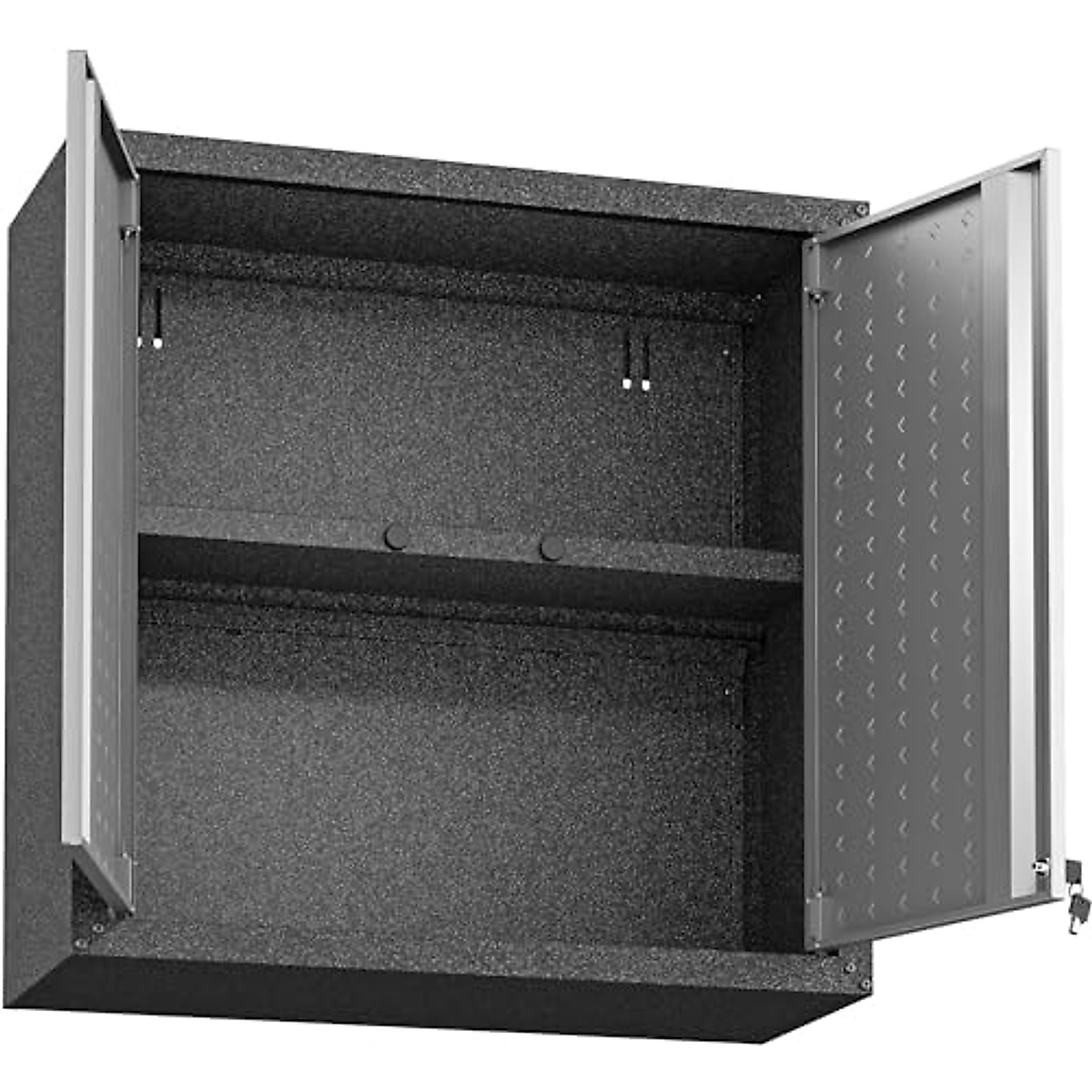 Manhattan Comfort Fortress Floating Storage, Modern Stainless-Steel Garage Cabinet, Small, Grey