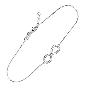 TYS TREAT YOURSELF TYS JEWELERS HOUSTON 14K WHITE GOLD CLEAR CZ INFINITY PENDANT BRACELET