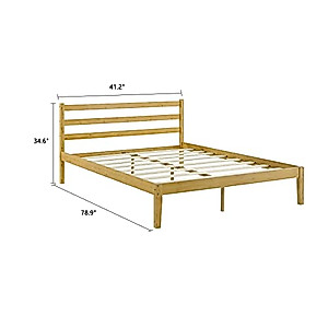 BIKAHOM Austin Solid Bamboo Platform Bed Frame, Twin, 10.5 Inch Modern Solid Bamboo Foundation with Headboard, Wooden Slat Support System, No Box Spring Needed, Easy Assembly, Bedroom Furniture, Honey