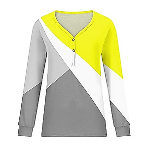 Tunic sweaters for women Fall Clothes for Women 2023 Womens top Hoodies for Women Short sleeve shirts for women Crew neck sweatshirts women Womens Blouses（1-Yellow,Small）