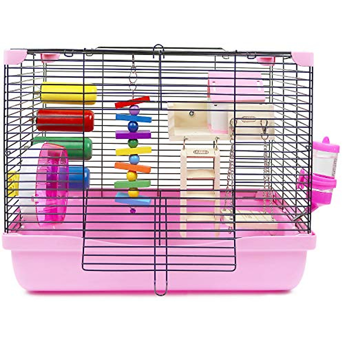 Hamster Cage | Dwarf Hamster Habitat with Exercise Wheel, Water Bottle & Accessories | 18" L x 12.5" W x 13.5" H by GalaPet