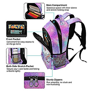 Kids Backpack Unicorn Galaxy Bookbag Cute Pink Elementary School Bag for Girls Travel Rucksack