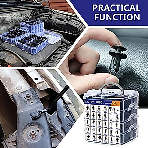 Car Bumper Clips Shield Retainer Clips Plastic Rivets 1001PCS Automotive Push Pins Assortment Xmas Tree Fasteners Kit Most Common Sizes Auto Body Push Pin with Removers for Ford Honda Chrysler GM