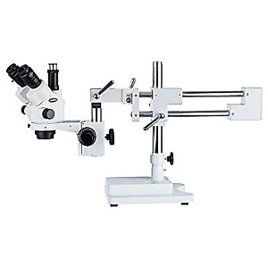 AmScope - SM-4NTP 7X-45X Simul-Focal Stereo Lockable Zoom Microscope on Dual Arm Boom Stand