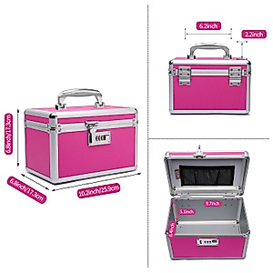Combination Locking Medication Box with Portable Storage Case, 10.2''x 6.8''x 6.8'', Childproof Medicine Lock Organizer, Lockable Box for Documents & Valuables (Pink/Small)