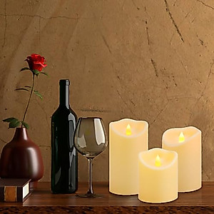 Enido Flameless Candles Waterproof Outdoor Candles Battery Operated Candles with Remote Cycling 24 Hours Timer (D: 3.25" x H: 4" 5" 6") LED Candles Plastic Pack of 3 Large Pillar Candles