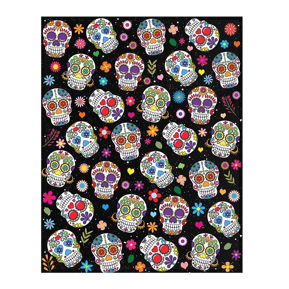Sugar Skull Blanket Ultra Soft Warm Cozy Flannel Throw Blankets for Women Baby Men Bedding Gifts 60"X50"