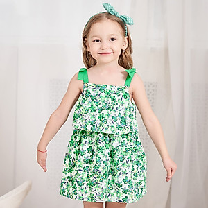 Sosomi Toddler Girls Dress Summer Clothes Sundress Butterfly Baby Girl Floral Green Dresses 18-24 Months