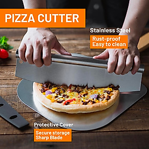 Lituford Master the Art of Pizza Making with Our Complete Pizza Oven Set and Accessories - Includes 12" x 14” Pizza Peel and Cutter with 14" Blade - Perfect for Indoor and Outdoor Cooking!