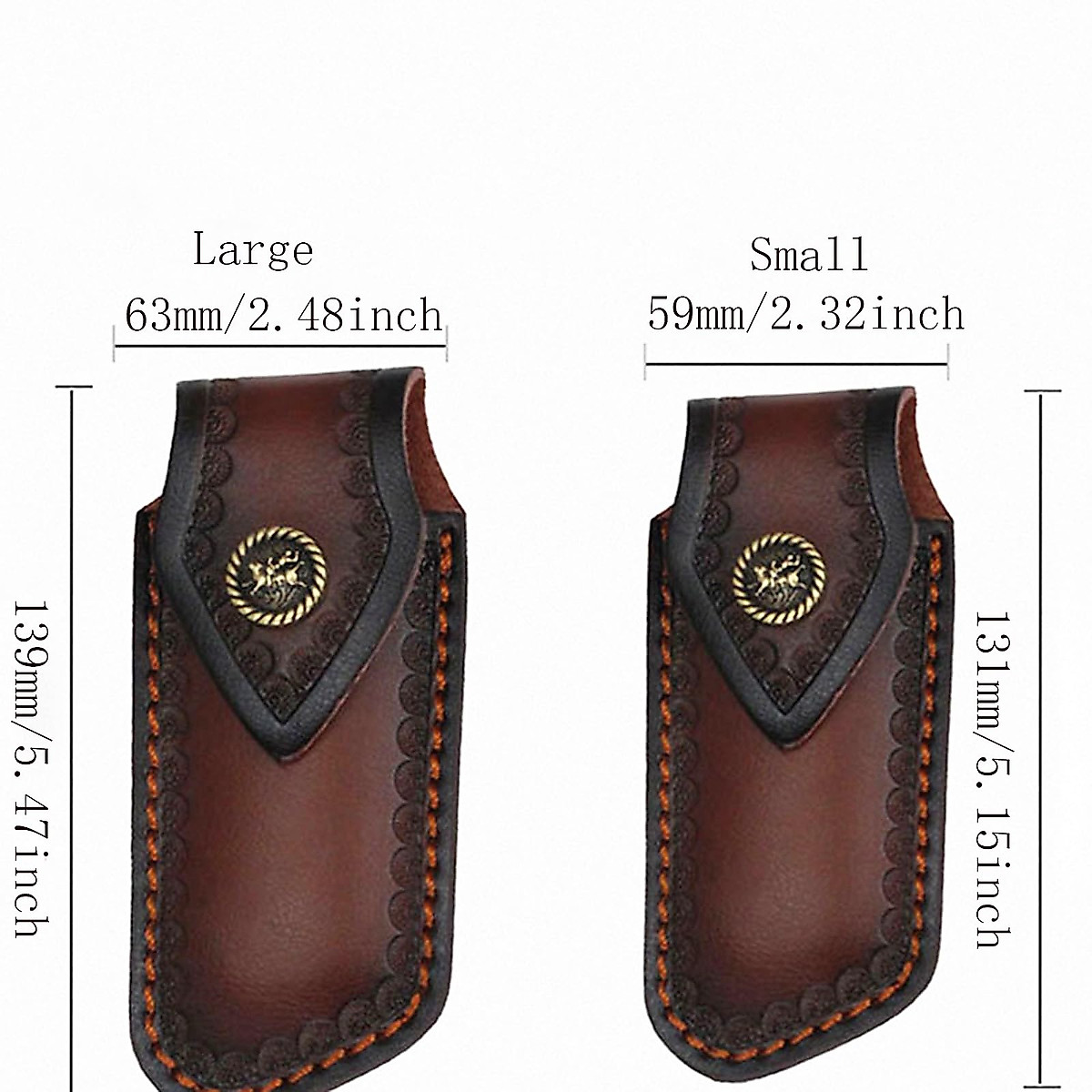 MUZZIOU Shop Knife Sheaths, 5.1" Pocket Knife Sheath for Belt, Leather Knife Sheath for Belt, Pocket Knife Holder, Leather Sheath Folding Knife (Large)