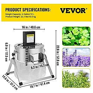 VEVOR Bud Leaf Trimmer, 16 inch Electric and Manual Hydroponic Dry or Wet Plant Trimming Machine, with Sharp Stainless Steel Blades & Solid Metal Gearbox & Hand Pruners, for Flowers, Leaves, Herbs