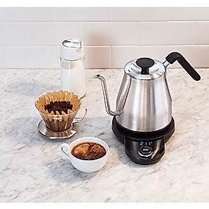 OXO Brew Gooseneck Electric Kettle – Hot Water Kettle, Pour Over Coffee & Tea Kettle, Adjustable Temperature, Built-In Brew Timer, Stainless Steel, 1L​