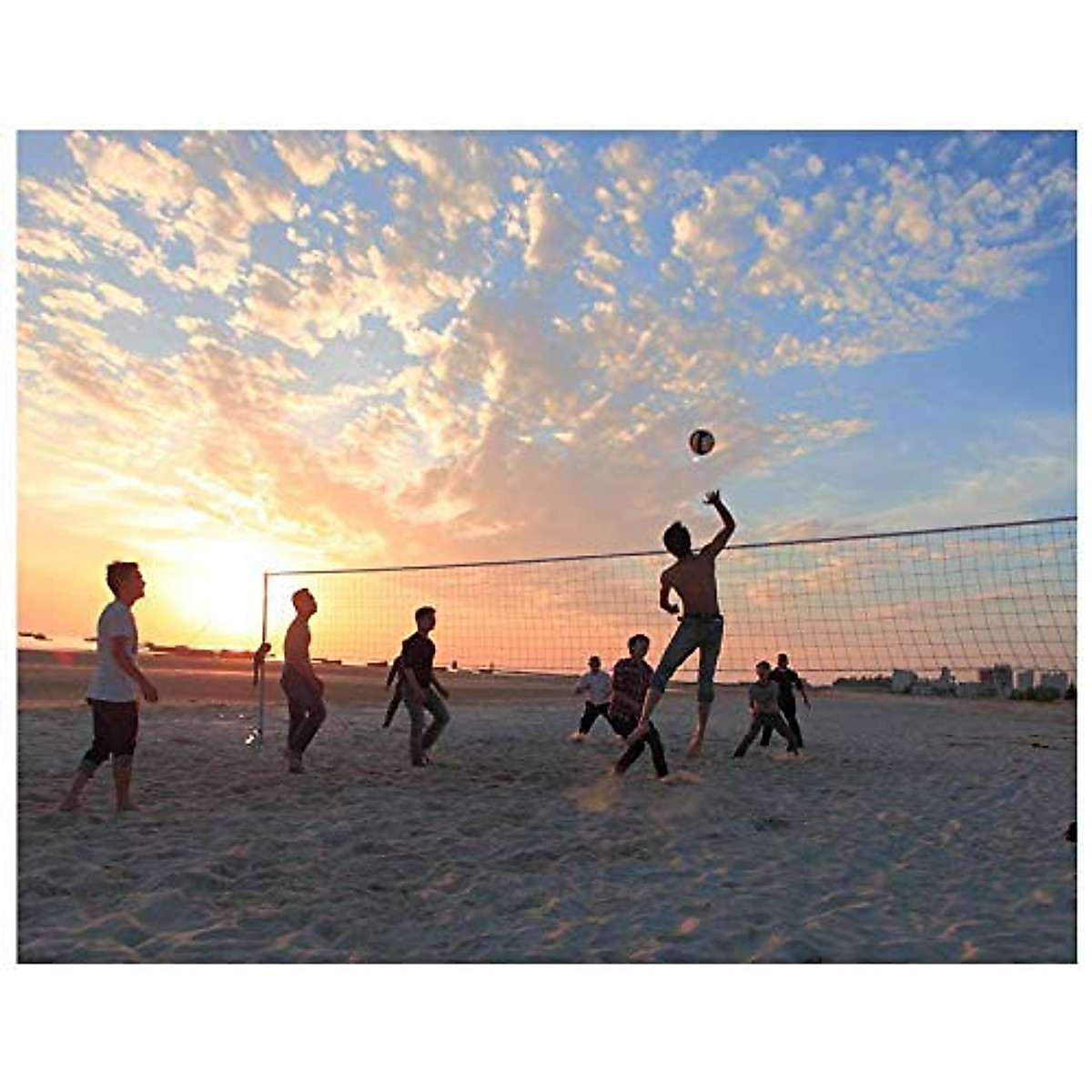 Large Portable Adjustable Volleyball Net Training Net Foldable Official Standard Size Indoor Outdoor Sports Equipment for Backyard Schoolyard Pool Beach Driveway
