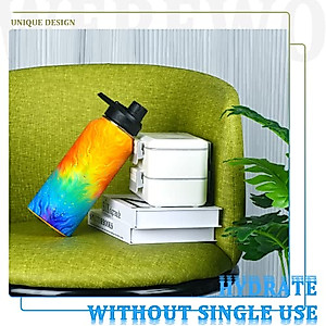 WEREWOLVES 32oz Personalized Insulated Water Bottle with Straw & Spout Lid,Stainless Steel Metal Bottles, Vacuum Leak Proof Wide Mouth Bottles for Adults (Sizzling Ripples-without Handle, 32oz)