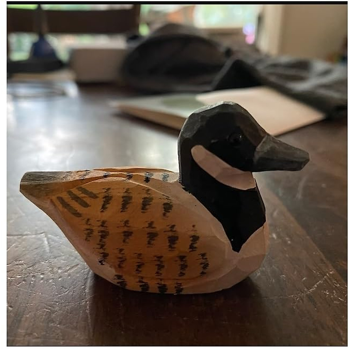 Selsela Canada Goose Figurine Decoration Handmade Wooden Statue Duck Art Decoy Carved Bird Geese Branta Small Animal Collectible