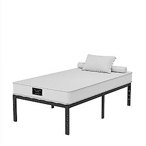 MGNO 18in Twin Size Bed Frame No Box Spring Needed, Heavy Duty Metal Platform Bed Frame Twin with Steel Slat, Easy Assembly, Noise Free, Black