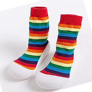 Chicone 2 Pairs Baby Socks Anti Skid Rubber Soft Sole Infant Slippers Prewalker Shoes,Red Pink,S(10-16months)