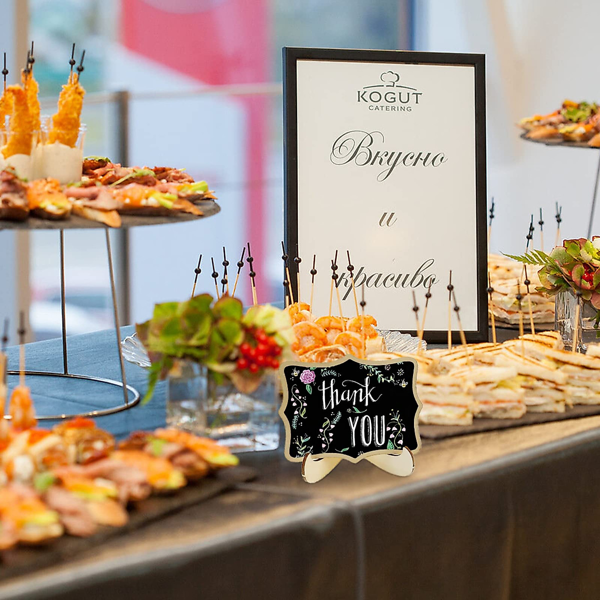 JEFURE 12 Pcs Mini Chalkboard Signs, Small Chalkboard Labels with Easel Stand, Wooden Blackboard for Table Numbers, Food Signs, Wedding Signs, Place Cards and Event Decoration, with 1 Liquid Chalk