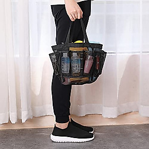 WskLinft Shower Caddy Strong Load-Bearing Quick Dry Thickened Beach Bag Mesh Shower Caddy with 8 Pockets Household Products Black