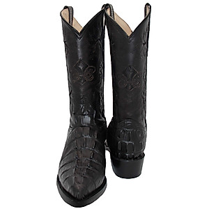 Western Shops Mens Leather Crocodile Alligator Print Western Cowboy Boots(12.5, Black)