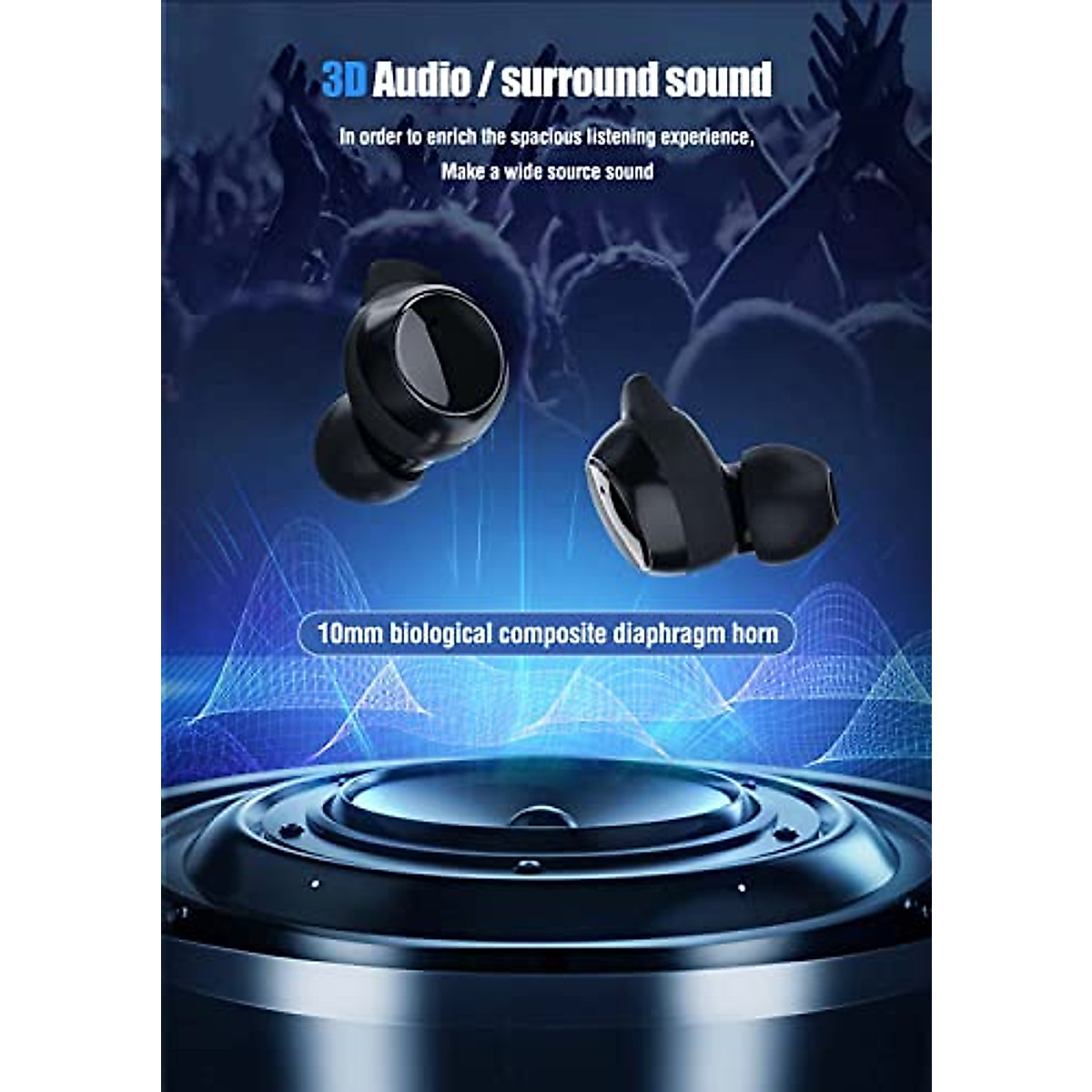 Wireless Earbuds, Bluetooth 5.3 Headset with Dual LED Display, in-Ear Bluetooth Earphones IP7 Waterproof Headphones for Sport,Workout,Gaming