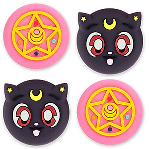 BelugaDesign Moon Anime Cat Thumb Grips | Luna Cute Pink Blue Joystick Button Caps | Compatible with Playstation PS5 PS4 Xbox Switch Pro Controllers
