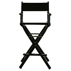 Casual Home Director's Chair ,Black Frame/Black Canvas,30" - Bar Height