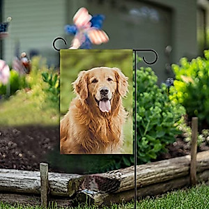 Hokkien Smiling Golden Retriever Dog Garden Flag Double Sided 12 x 18 Inch, Yard Flags, Decorative Small Garden Flags, Outdoor Lawn and Garden Décor