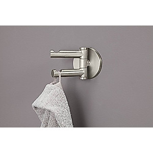 Moen YB0402BN Align Modern Double Swivel Robe Hook, Brushed Nickel