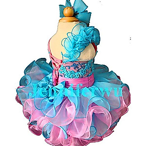 Jenniferwu G135BL Infant Toddler Baby Newborn Little Girl's Pageant Party Birthday Dress Blue Size 3-6M