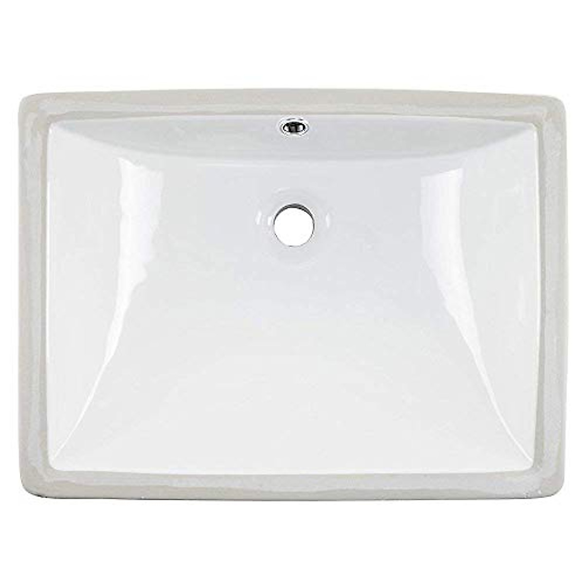 Friho 18.5''x13.8''x7.9'' Modern Sleek Rectangular Undermount Vanity Sink Porcelain Ceramic Lavatory Bathroom Sink, White with Overflow