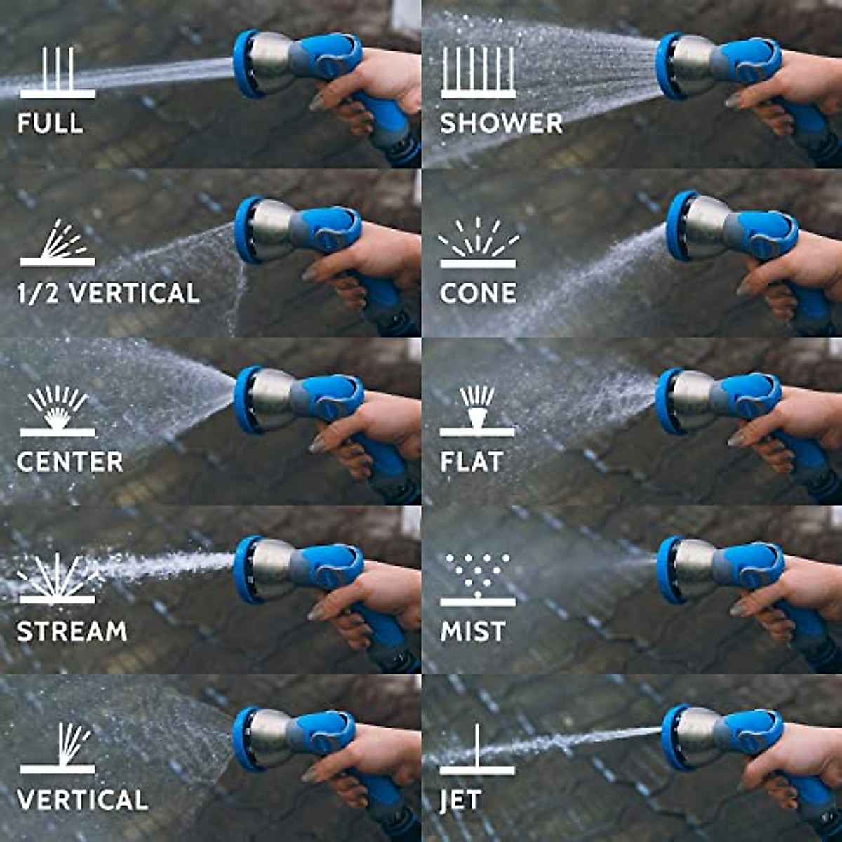 INNAV8 Water Hose Nozzle Sprayer - Features 10 Spray Patterns, Thumb Control, On Off Valve for Easy Water Control - HIGH Pressure Garden Hose Nozzle for Garden Hose - Garden Hose Spray Nozzle for Hose