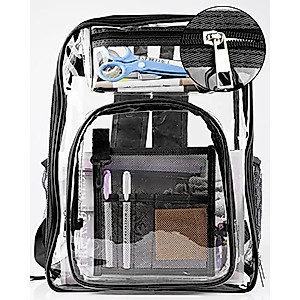 Teskyer Clear Backpack, Heavy Duty Clear Backpack for Boys and Girls, Kids Clear Backpack for School, Stadium Approved, Black