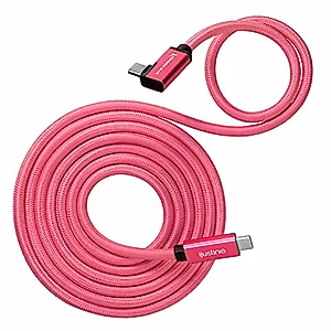 KONDOR BLUE X iJustine Pink Braided USB-C to USB-C Right Angle | USB 3.1 Gen 2 | 10Gb/s Data Transfer Speeds | 100W Charging | 6FT