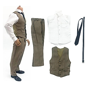 SM SunniMix 1/6 Scale Male Figure Doll Clothes Action Figure Clothing Shirt Belt Tie Accs for Male Soldier, Brown