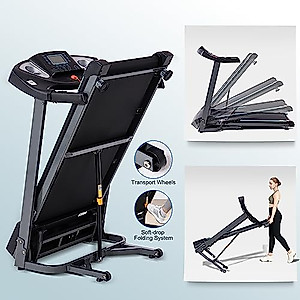 HUAGEED Treadmill for Home with 15% Auto Incline, 0.5-10 MPH Speed, Foldable Treadmills with APP, Speaker, 18" Wide Belt, 15 Programs, Smart Running Machine for Apartment Walking and Jogging, 2.5HP