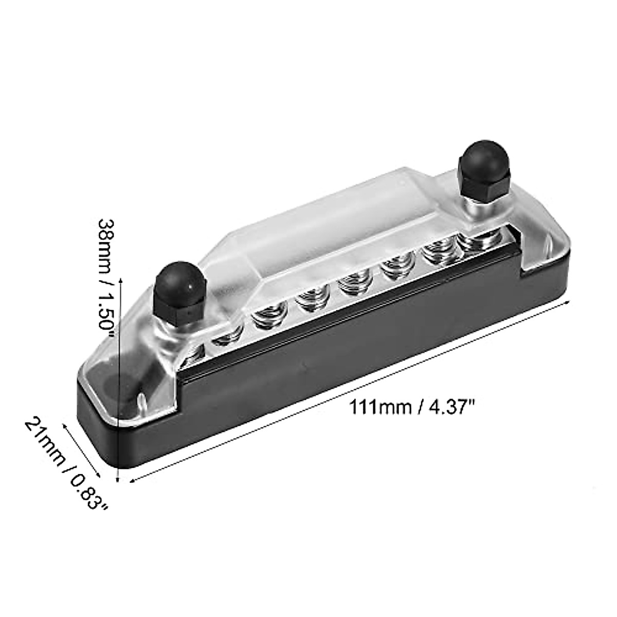 X AUTOHAUX 6 Terminal Bus Bar Power Distribution Block with 2 Screws for Car Boat Marine Caravan RV Black