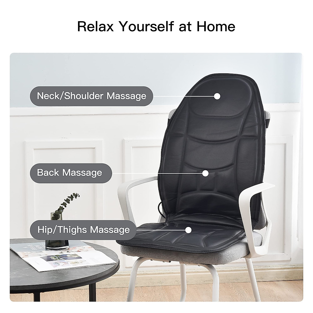 Homesnew Shiatsu Neck and Back Massager with Heat, Heated Massage Chair Pad for Full Back Massage with 9 Vibration Motor and 3 Graphene Heating, Suitable for Home and Office Chair