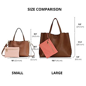 Scarleton Leather Tote Bag for Women, Womens Purses and Handbags, Reversible Tote Bags for Women, Purses for Women, H184220190405 - Brown/Pink