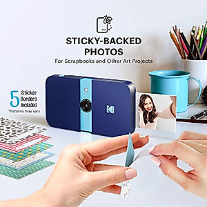KODAK Smile Instant Print Digital Camera – Slide-Open 10MP Camera w/2x3 ZINK Printer (Blue)