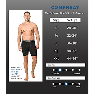 Comfneat Men's 9" Long Boxer Briefs Sports Performance Breathable Underwear 4-Pack (M, Red+Black(Red) 4-Pack)