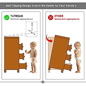 T4TREAM 6 Drawer Dresser for Bedroom,Mid Centry Modern Dresser Wide 6 Chest of Drawers,Wood Storage Organizer Dresser,Nursery Dresser,for Living Room, Hallway, Bedroom, Kids Bedroom, Cherry