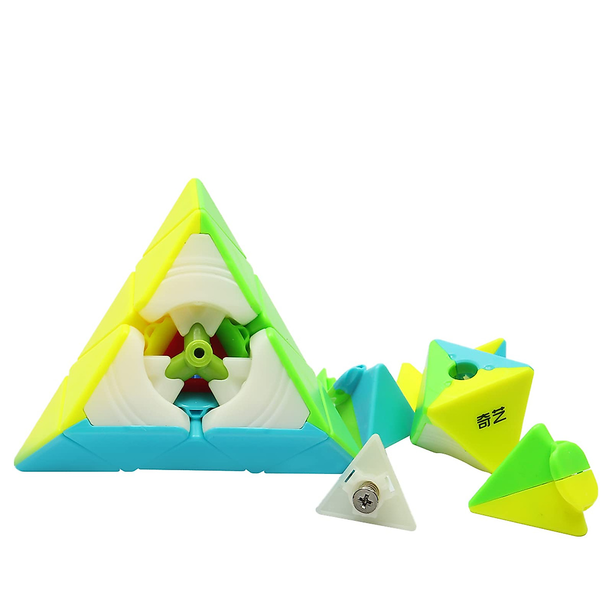 Z-Cube QY Toys Qiming S2 Pyraminx Cube Pyramid Speed Cube Puzzle Stickerless Magic Cube 3x3 Triangle Cube Puzzle Toy, (QY3076)