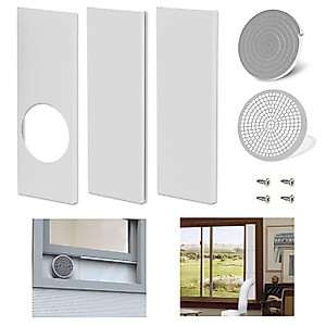 Portable Air Conditioner Window Kit with Bird Stop Coupler,AC Vent Kit Compatible with 5.9'' Diameter Exhaust AC Hose,Adjustable AC Replacement Seal Plate for Sliding,Hung Windows