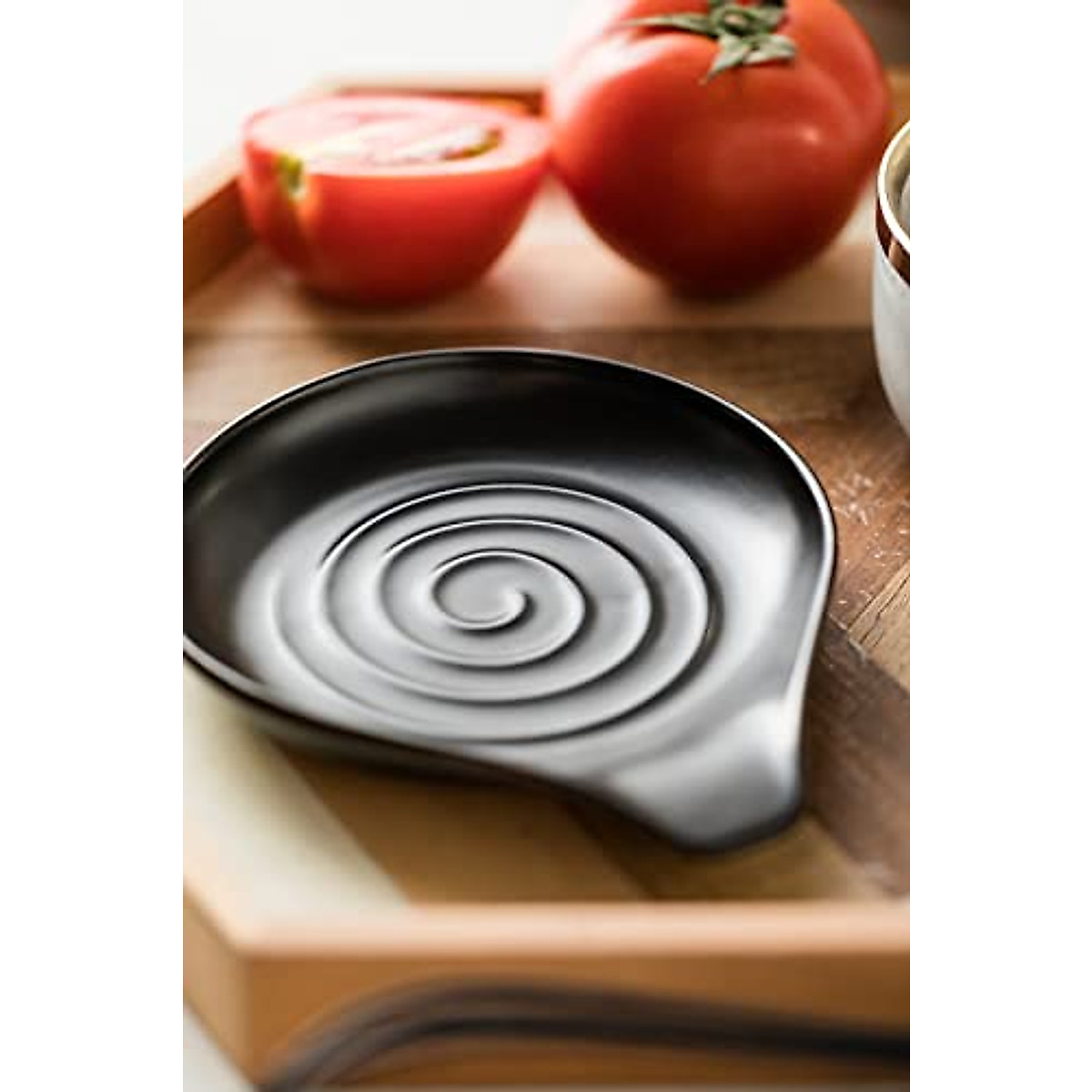 Spoon Rest for Stove Top Cooking Spoon Holder for Kitchen Countertop Large Holder for Spatula, Spoons or Tongs, Framhouse Decor, Housewarming Gifts, Black