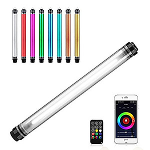 LUXCEO P7RGBPro Handheld Photography Light with APP Control 360 ° Full Color LED Video Light Wand 12 Lighting Modes,CRI≥95 IP68 Waterproof,10400mAH Rechargeable Battery 3000k 5750k RGB Colorful Stick