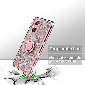 KuDiNi for N20 Phone Case, OnePlus Nord N20 5G Case for Women Cute Glitter Crystal Soft Clear Tpu Luxury Bling Protective Cover with Kickstand Strap for OnePlus Nord N20 5G (Glitter Rose)